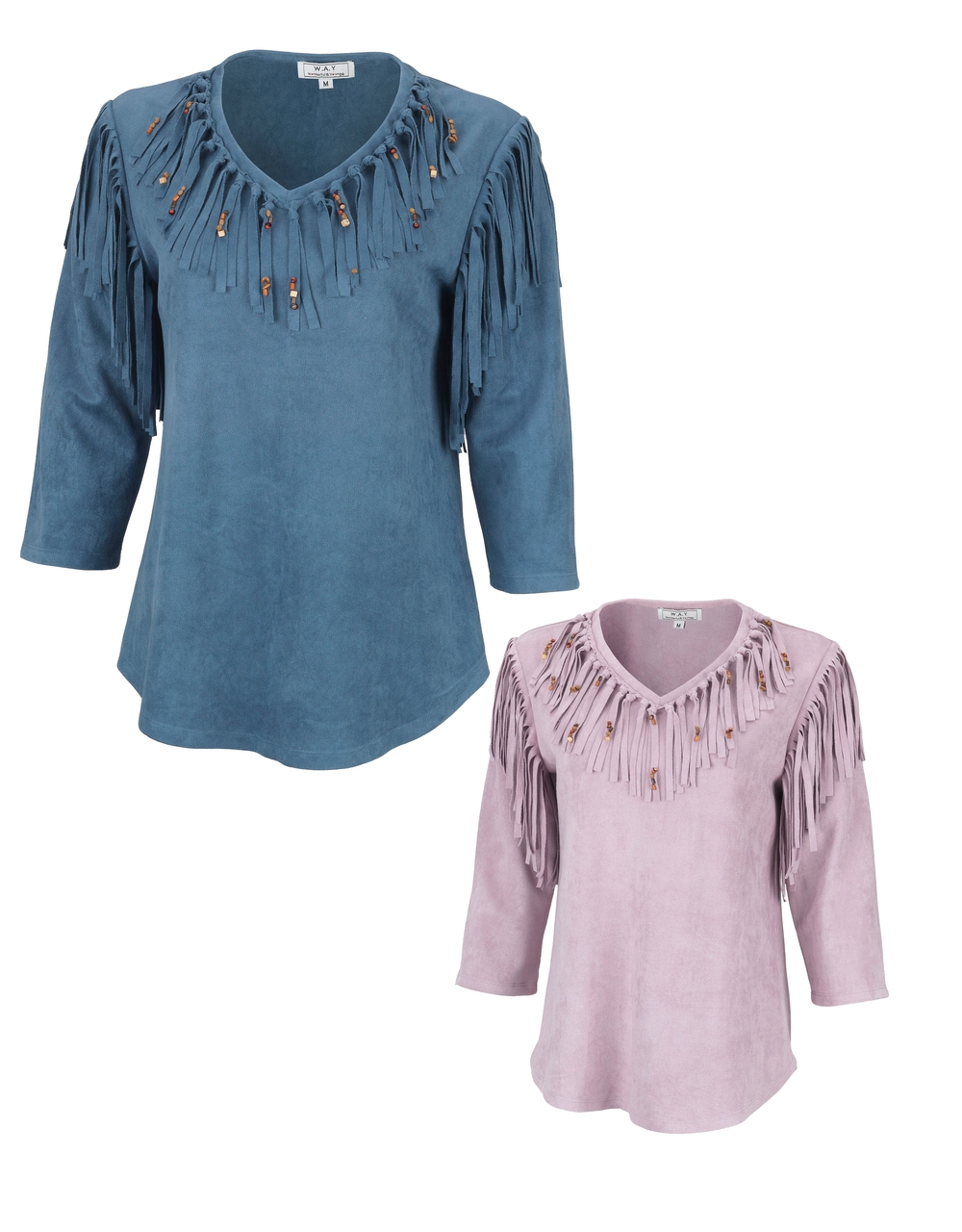 Fringed V-Neck Top - Southwest Indian Foundation - 8631D - 8631B- 8631L