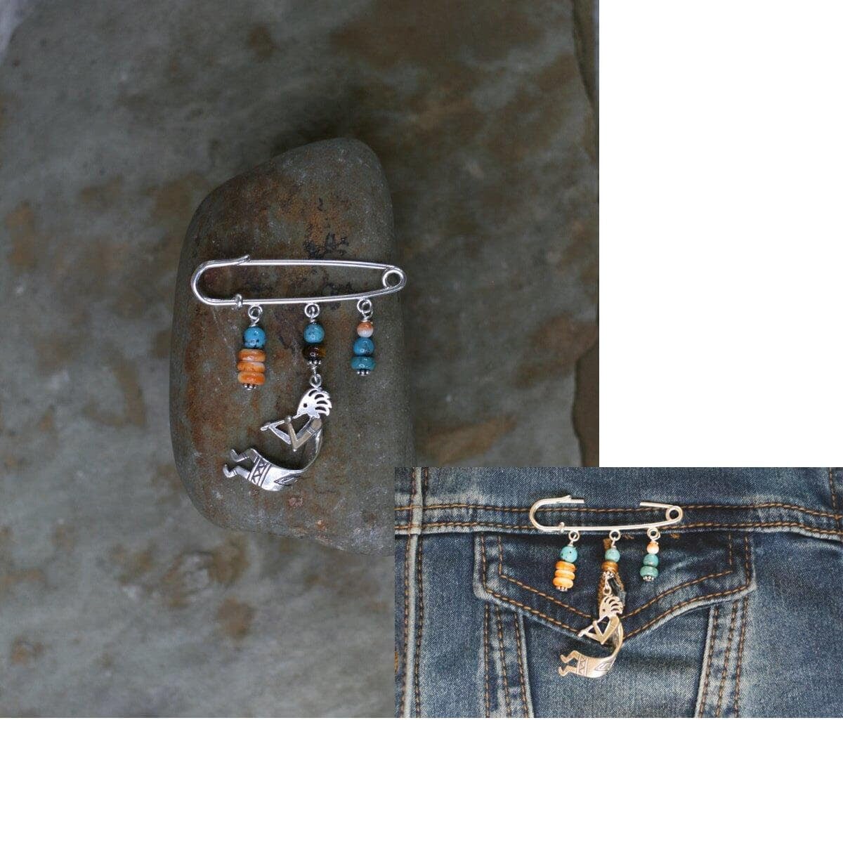 Three Dangle Charm Pin - Southwest Indian Foundation - 6599