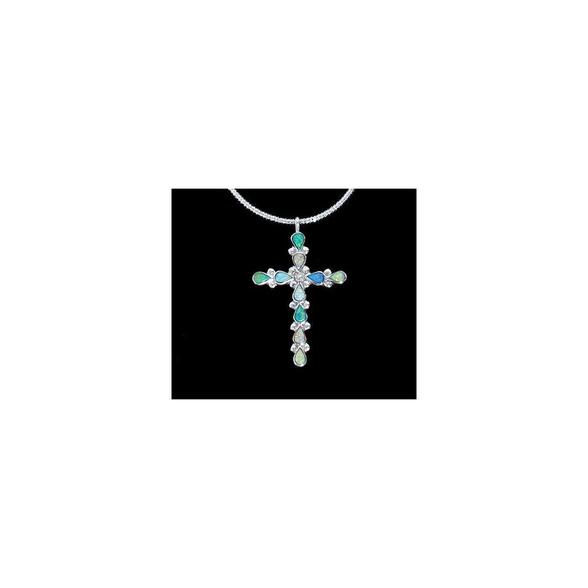 Rainbow Opal Teardrop Cross - 6720 - Southwest Indian Foundation